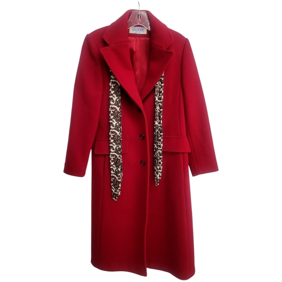 Jg Hook | Jackets & Coats | Vtg Jg Hook Womens Long Trench Red Wool ...
